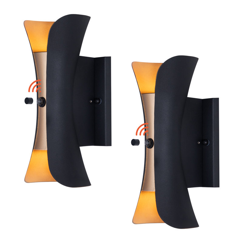 Ivy Bronx Alvisa Outdoor LED Wall Light with Dusk to Dawn 15W 3000K Warm White Black Finish ...